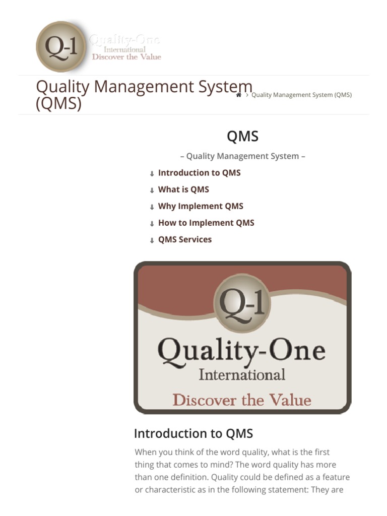 QMS Quality One | PDF