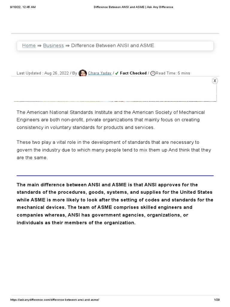 Difference Between ANSI and ASME - Ask Any Difference | PDF Difference Between ANSI and ASME - Ask Any Difference | PDF