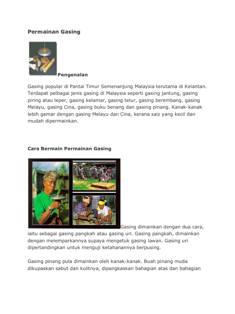 Permainan Gasing | PDF | Olahraga & Rekreasi | Griya & Taman