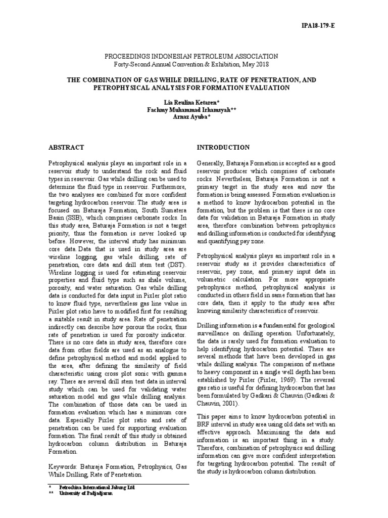05the Combination of Gas While Drilling Rate of Penetration and Petrophysical Analysis For ...