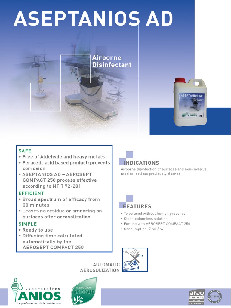 Aseptanios Ad Fiche Technique 00000 en | PDF | Disinfectant | Microbiology