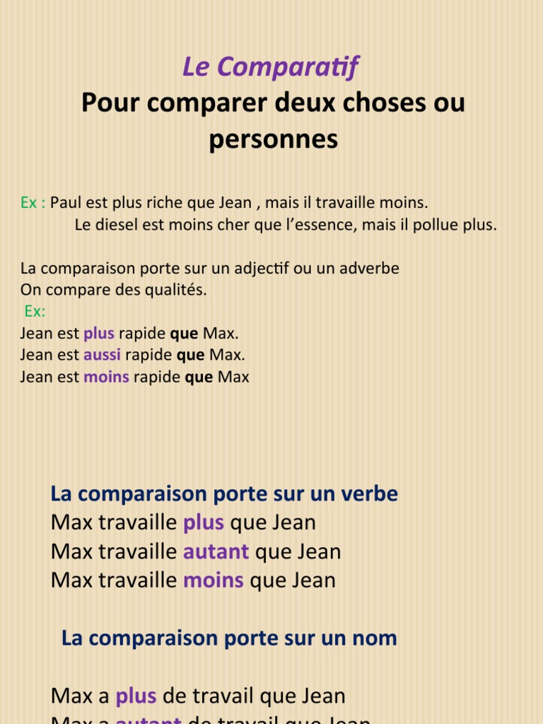 Le Comparatif Et Le Superlatif | PDF | Échecs | Linguistique