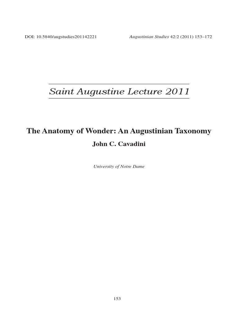 The Anatomy of Wonder - An Augustinian Taxonomy | PDF | Augustine Of ...