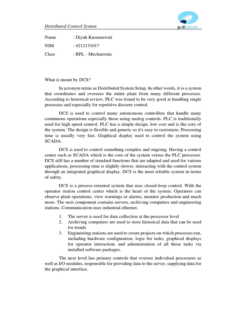 Overview of Distributed Control Systems | PDF | Programmable Logic ...