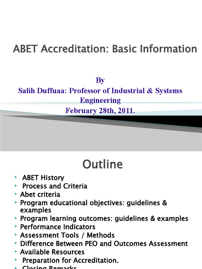 ABET Accreditation Overview and Criteria | PDF | Electrical Engineering ...