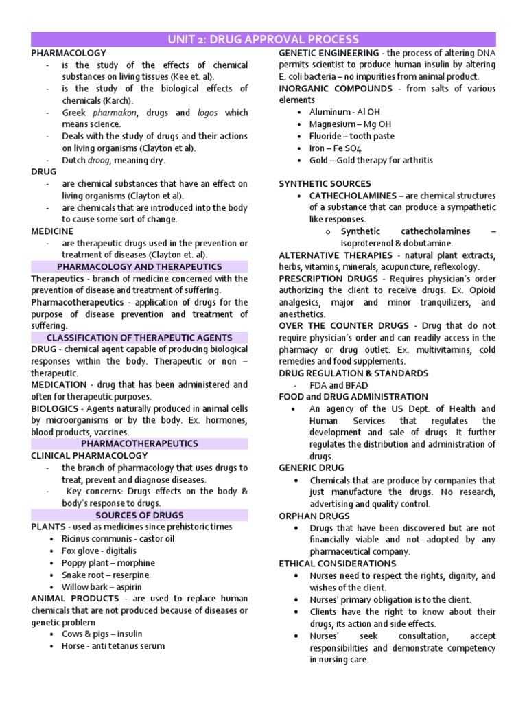 Unit 2 Pharmacology Notes | Download Free PDF | Pharmacology | Clinical ...