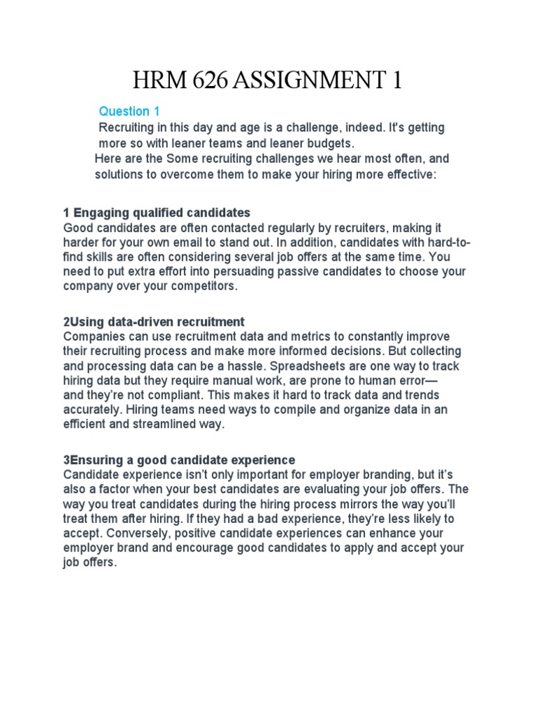 Spring 2022 - HRM626 - 1 - MC190402299 | PDF | Recruitment | Economies