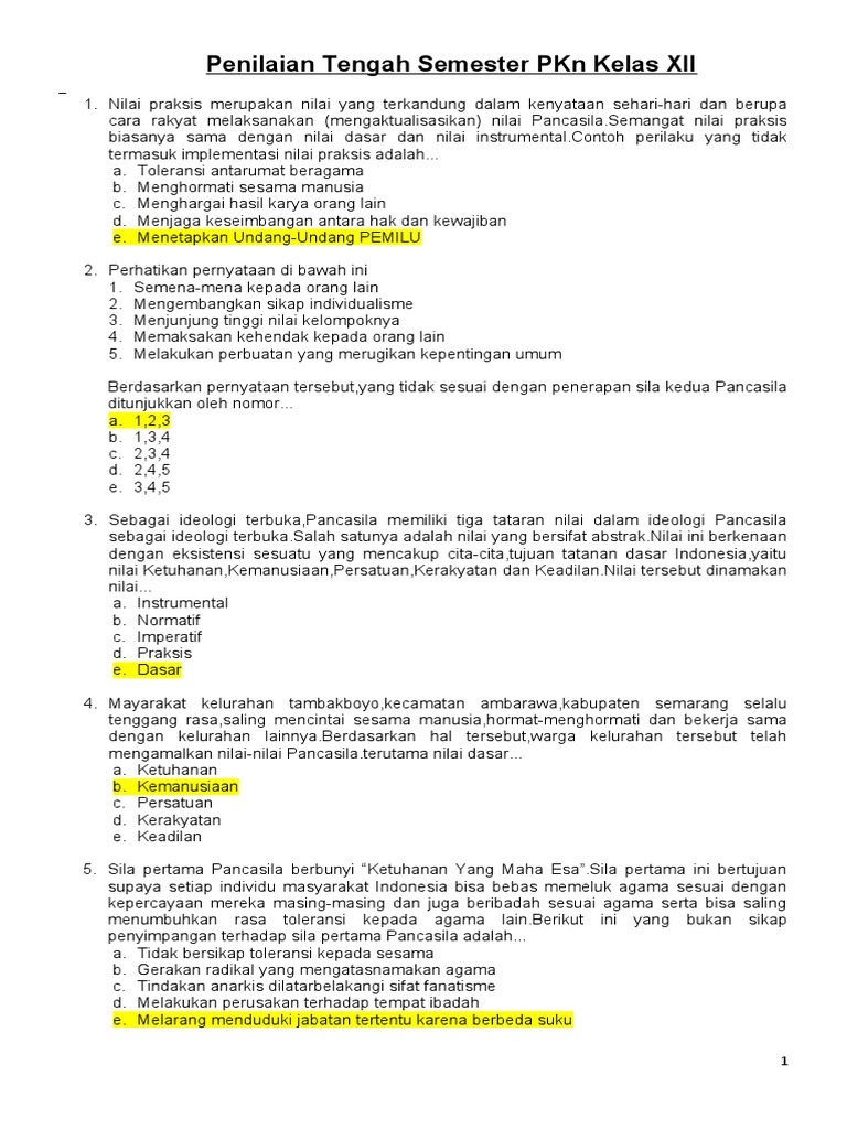 Soal PKN | PDF