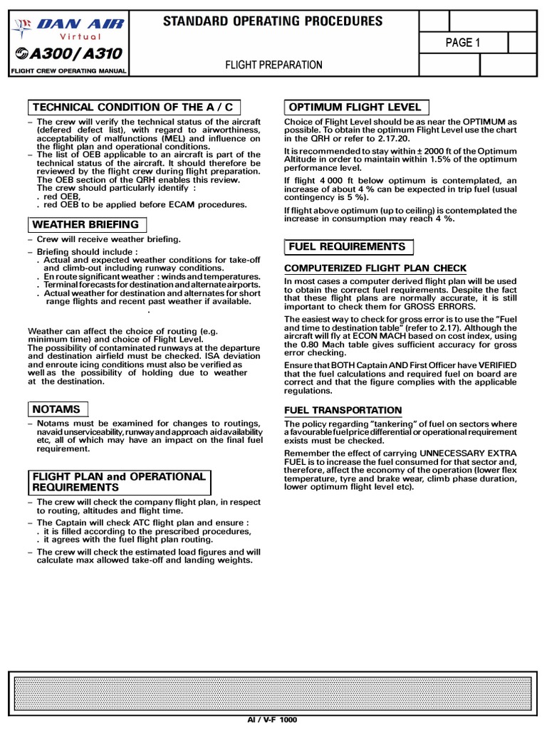 A300 FCOM Flight Preparation Checklist | PDF | Cockpit | Air Traffic ...