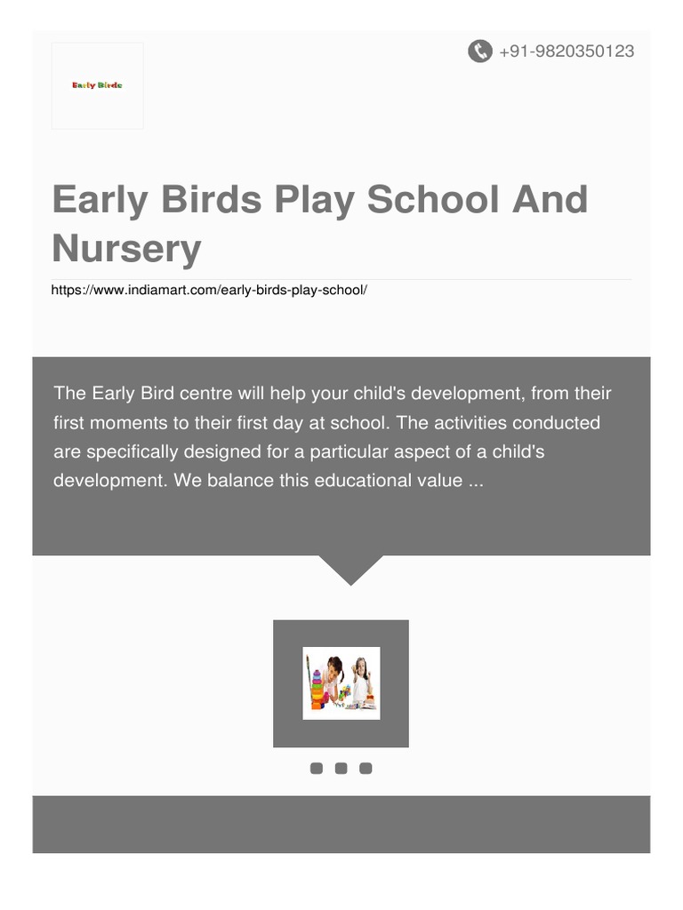 Early Birds Play School and Nursery | PDF