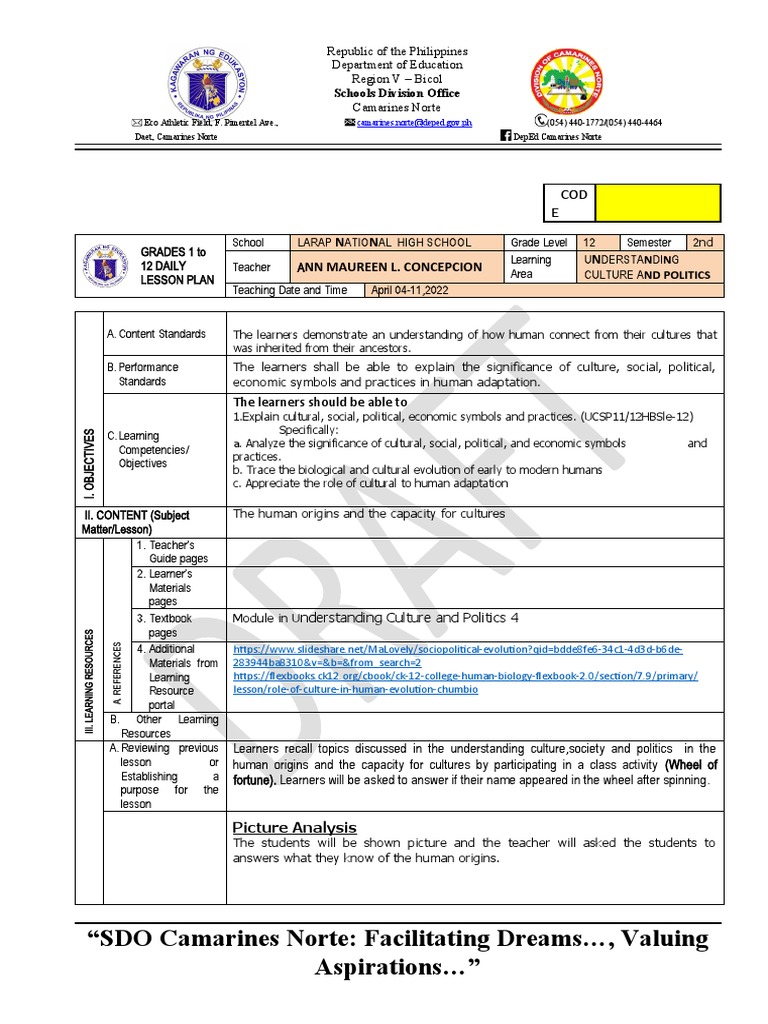 DLP-UCSP 5week - Copy | PDF | Civilization | Learning
