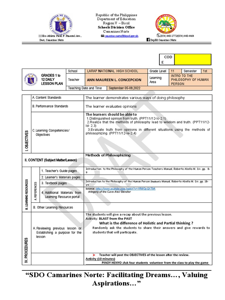 DLP-INTRO TO PHILO Week 2 | PDF | Truth | Reason