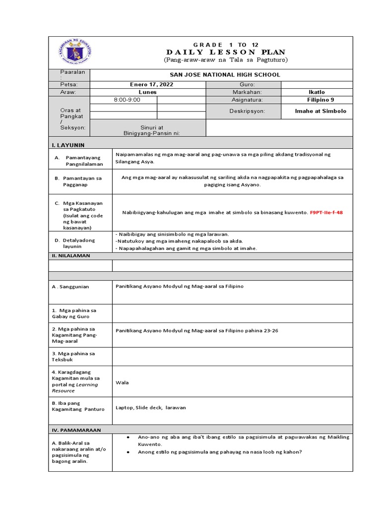 DLP - Filipino 9 | PDF
