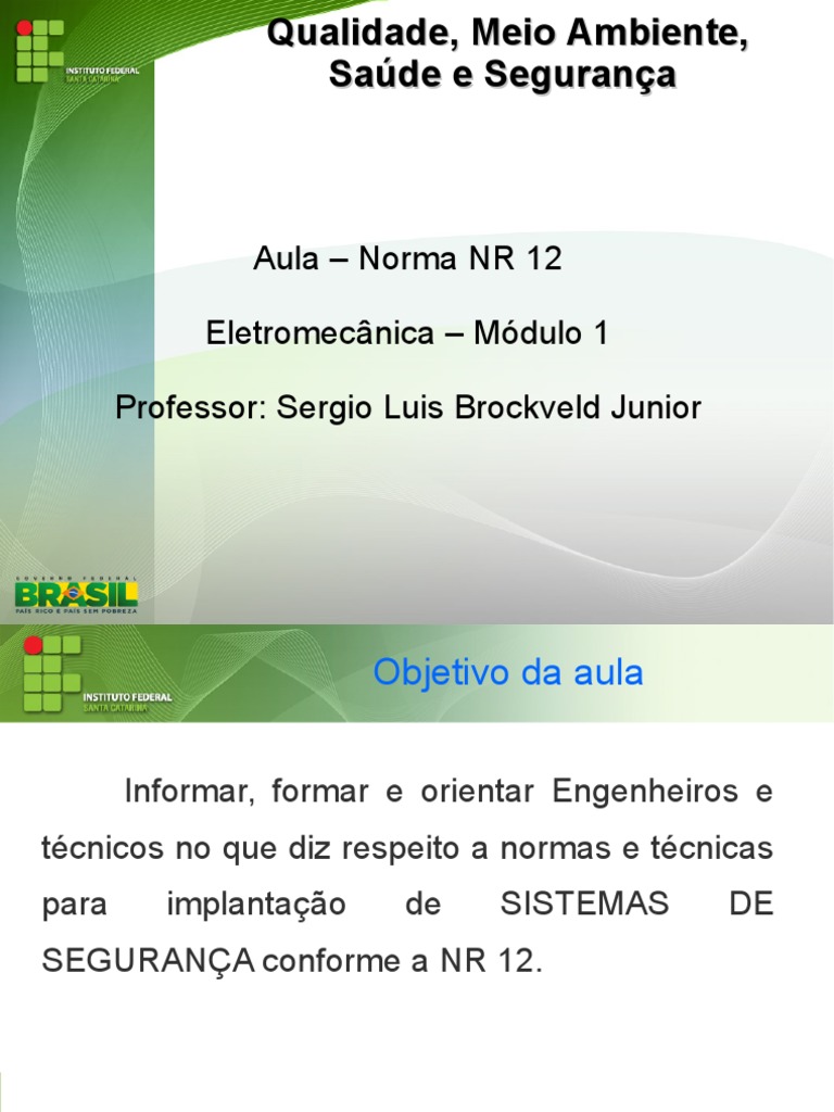 NR 12 - Aula | PDF | Fatores humanos e Ergonomia
