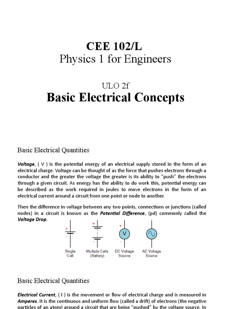 ULO 2f (Basic Electrical Concepts) | PDF | Electric Current | Voltage