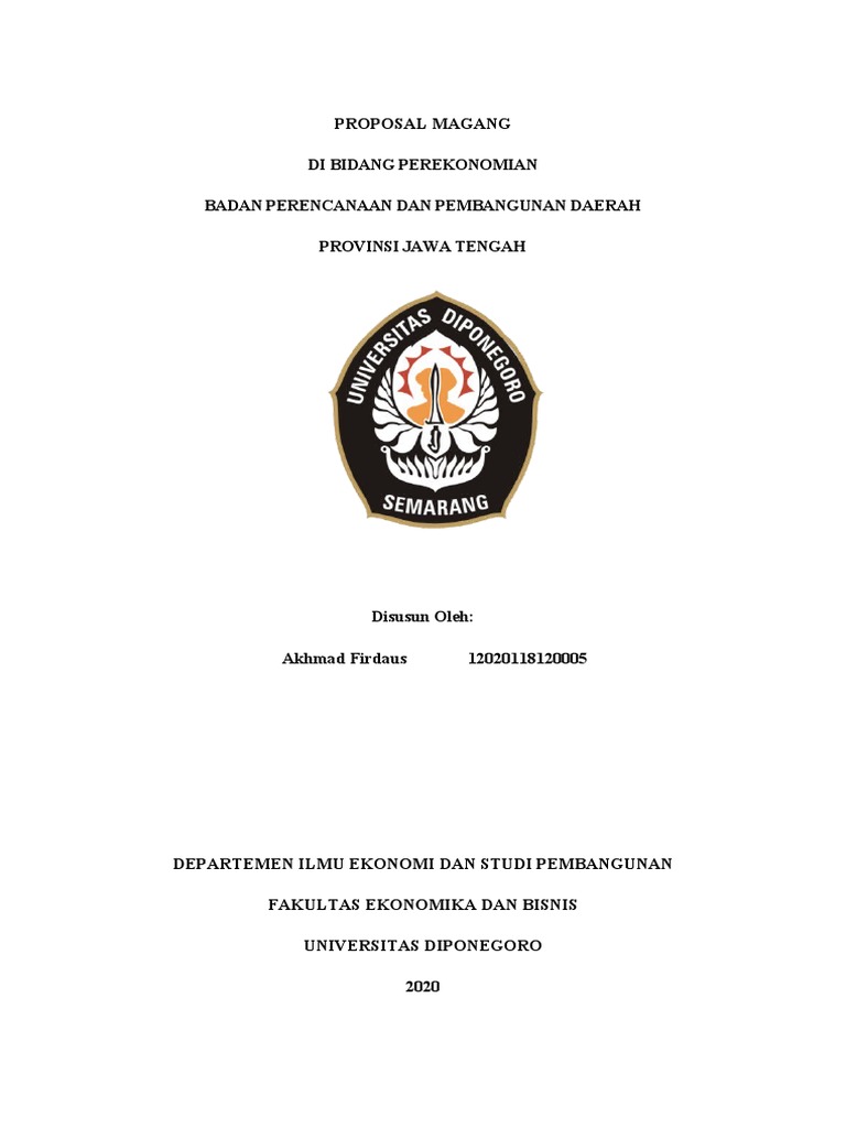 Akhmad Firdaus Proposal Magang Bappeda Provinsi Jawa Tengah Bidang Perekonomian Pdf 