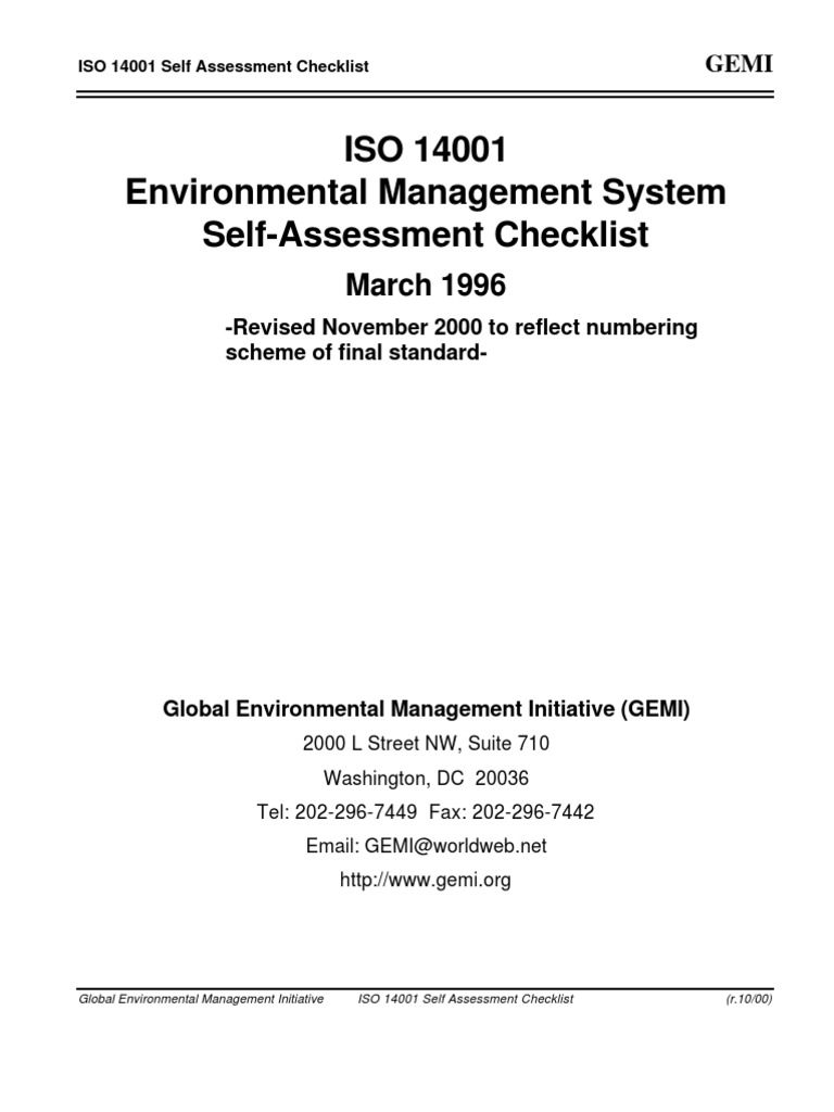 ISO 14001 EMS Checklist Guide | PDF | Environmental Resource Management ...