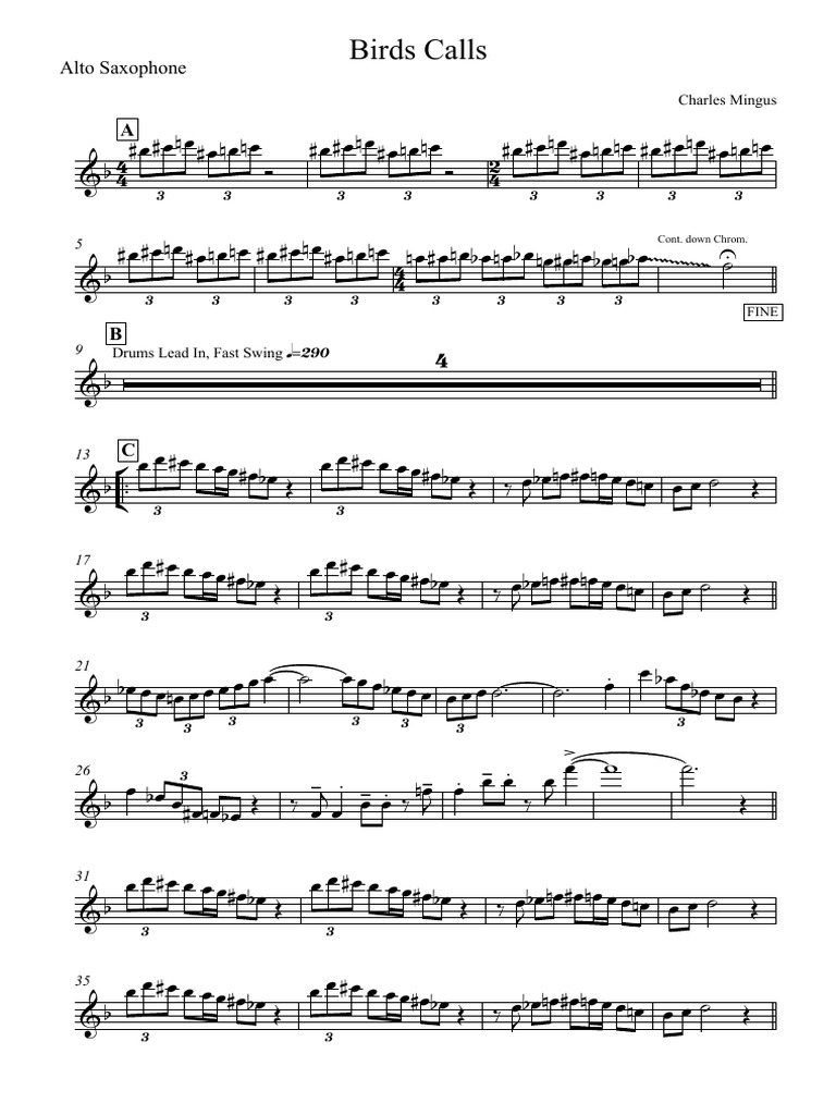 Birds Calls Alto Saxophone | Descargar gratis PDF | Saxophone | Bois ...