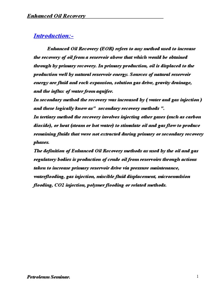Eor Methods | PDF | Enhanced Oil Recovery | Petroleum Reservoir