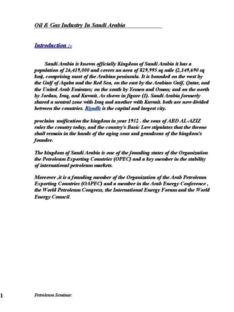Overview of Saudi Arabia's Oil Industry | PDF | Petroleum | Oil Refinery