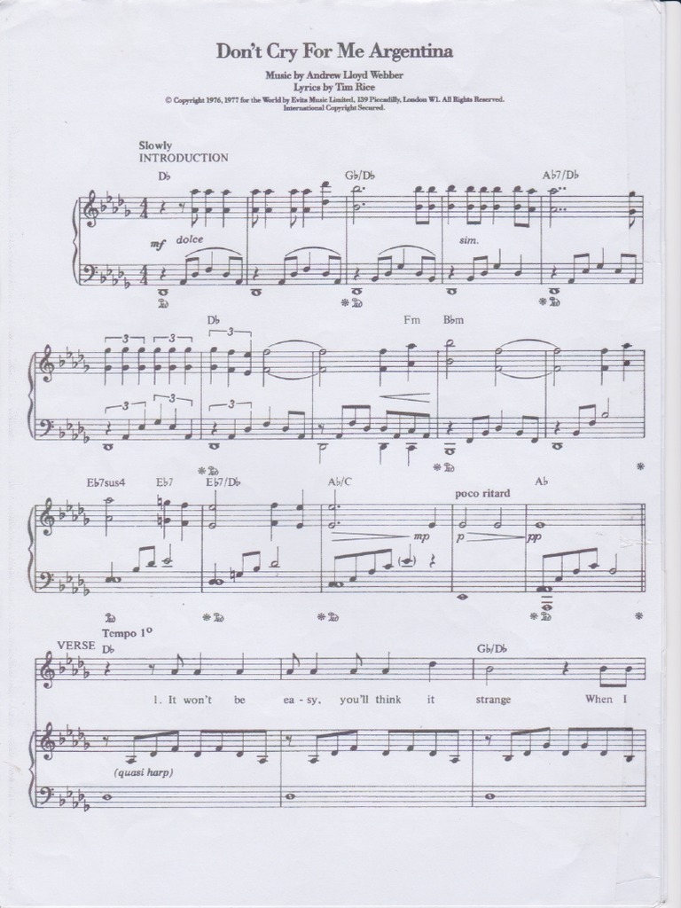 Dont Cry For Me Argentina | PDF