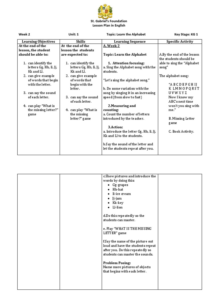 LP Week 2 UNIT 1 | PDF | Alphabet | Education Theory