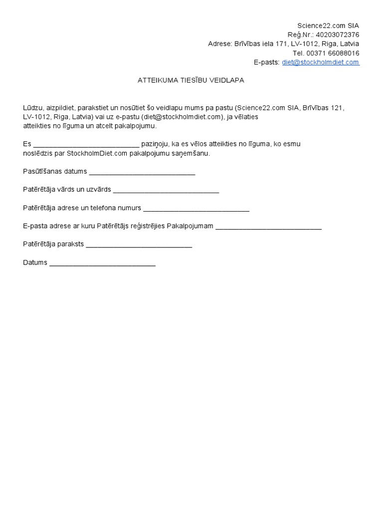 Diet Refusal Form | PDF