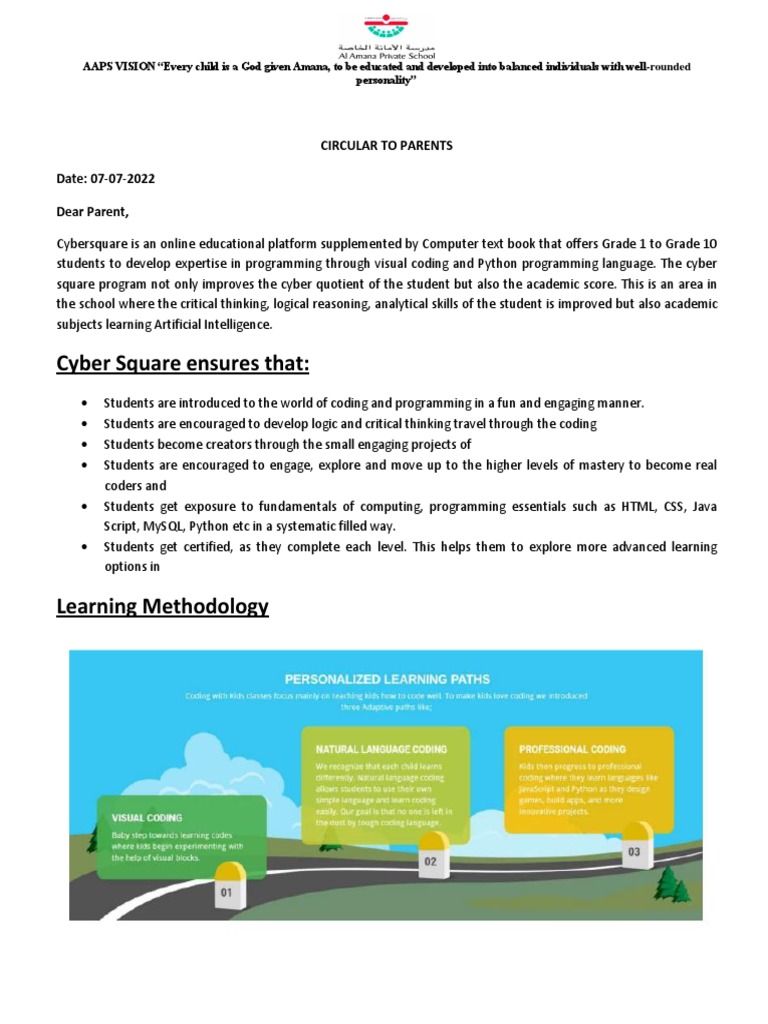 Circular For Cybersquare Project | PDF | Pedagogy | Learning