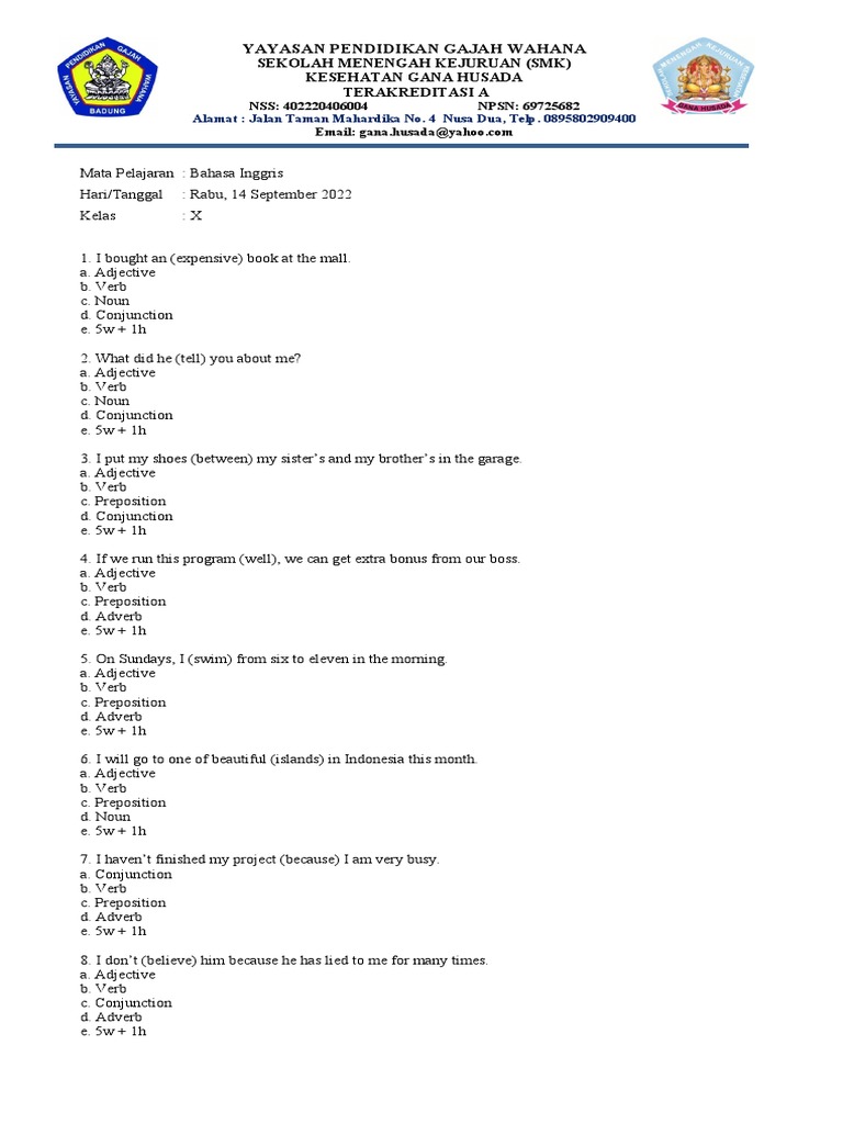 Format Kertas Soal UTS | PDF | Adverb | Adjective
