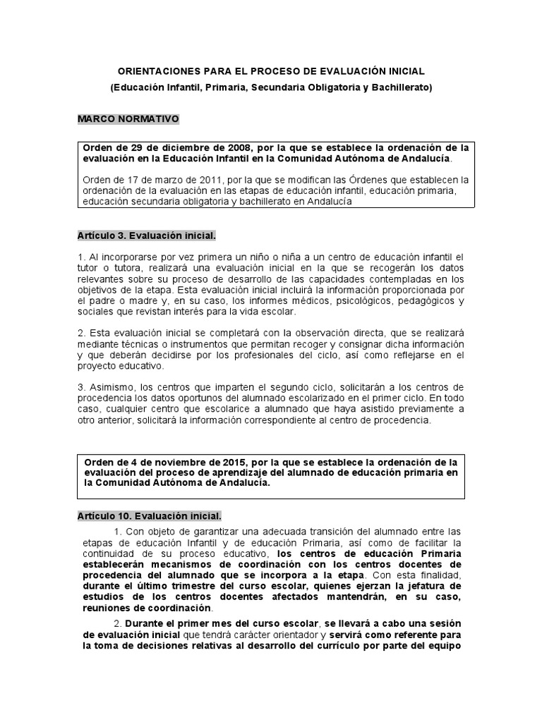 Modelo - EVALUACIÓN INICIAL | PDF | Evaluación | Educación primaria