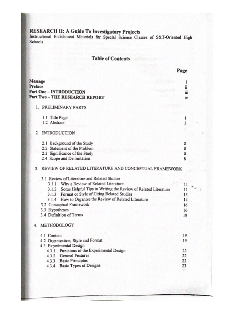 RESEARCH II A Guide To Investigatory Projects | PDF