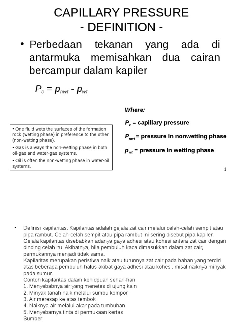 Capillary Pressure - Definition | PDF | Teknologi & Rekayasa
