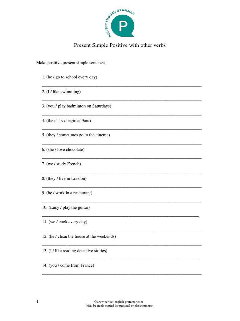 Present Simple Form Other-Verbs Positive 1 | PDF | Language Mechanics ...