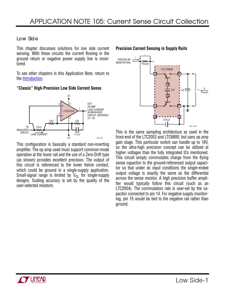 Low Side Current Sense Circuit Designs | PDF | Amplifier | Operational ...