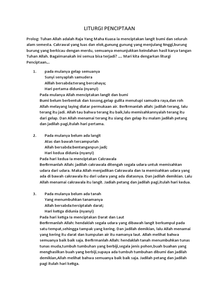 Liturgi Penciptaan | PDF