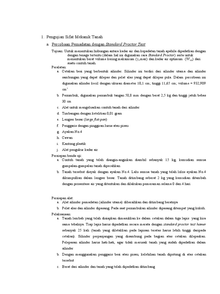 Panduan Cara Uji Proctor Dan UCT | PDF