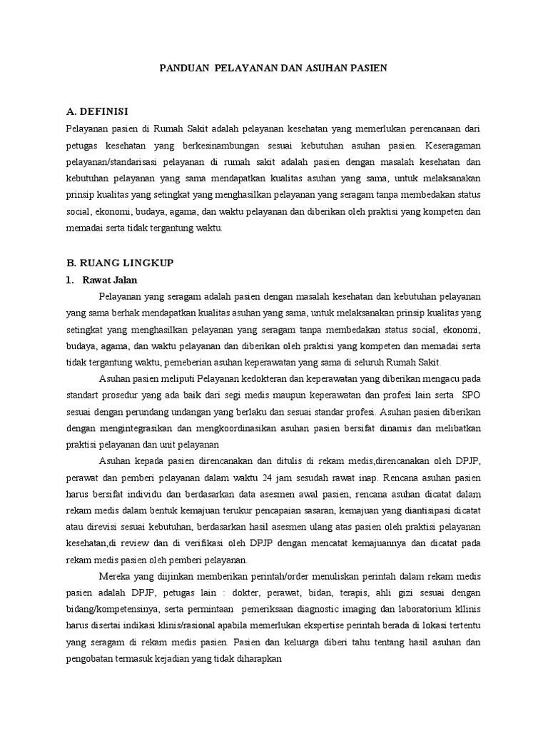PANDUAN PELAYANAN DAN ASUHAN PASIEN (Pap 1) | PDF