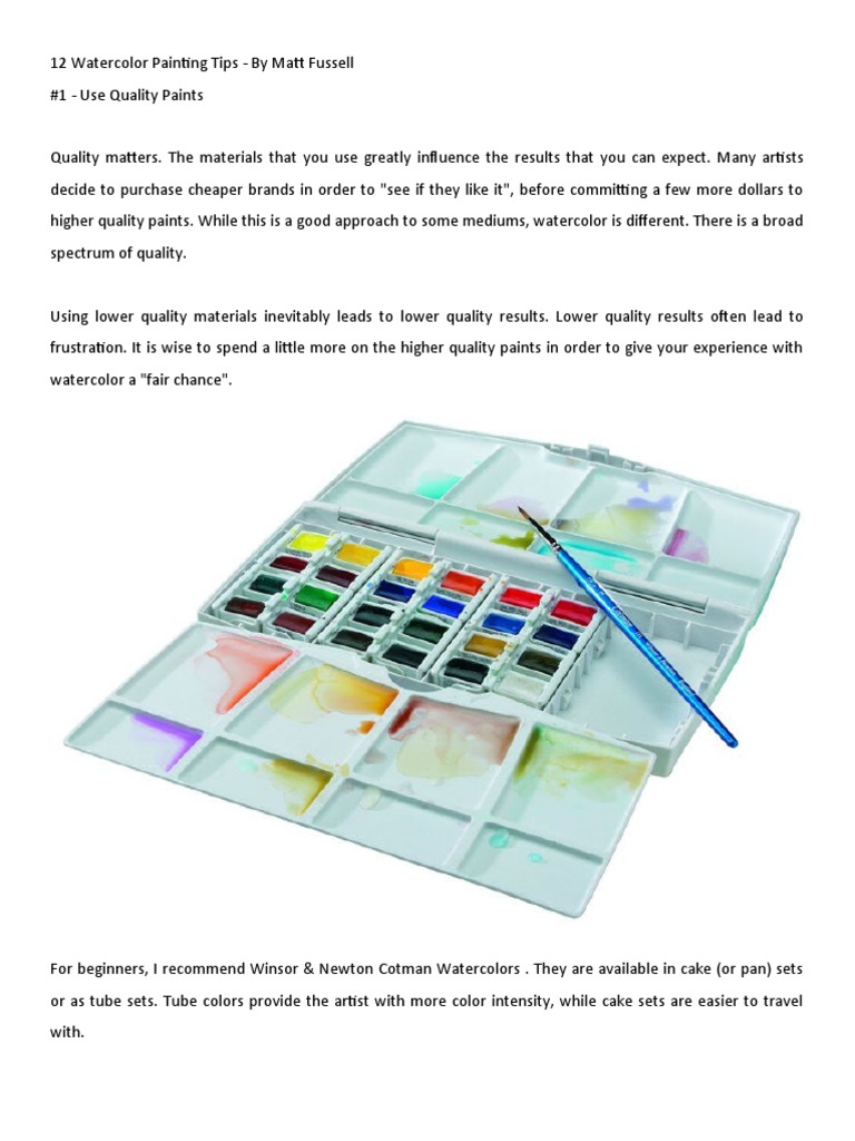 12 Watercolor Tips - Matt Fussell | PDF | Paintings | Watercolor Painting