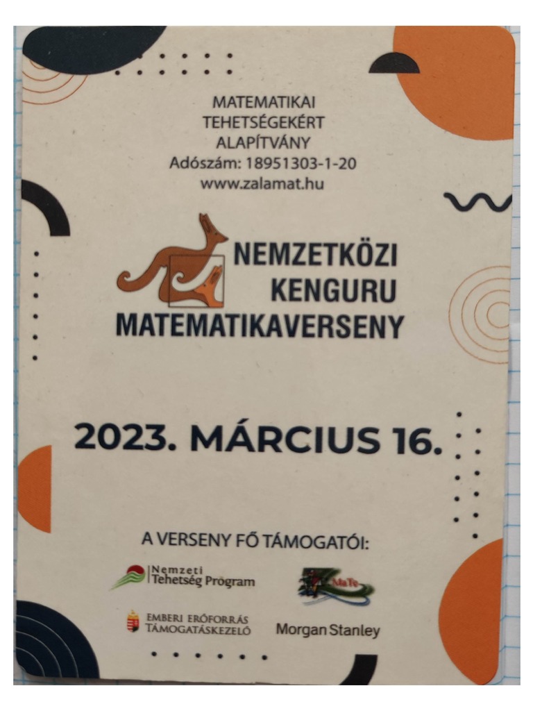 Nemzetközi Kenguru Matematikaverseny 2023 | PDF