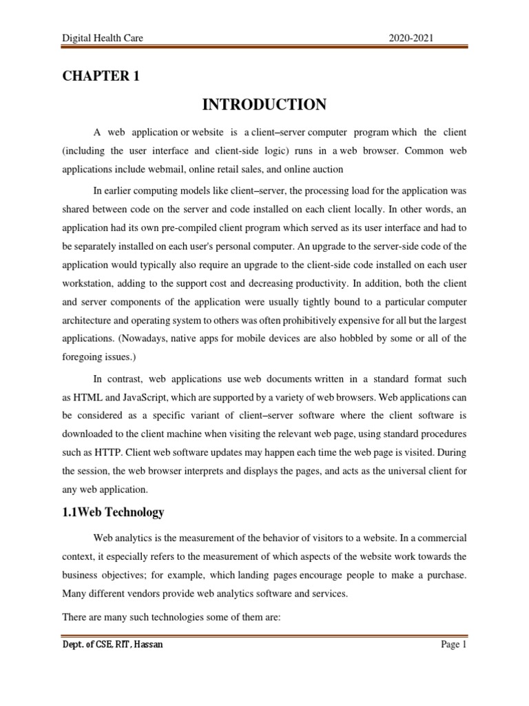 Digital Health Care Mini Project Report | PDF | World Wide Web ...