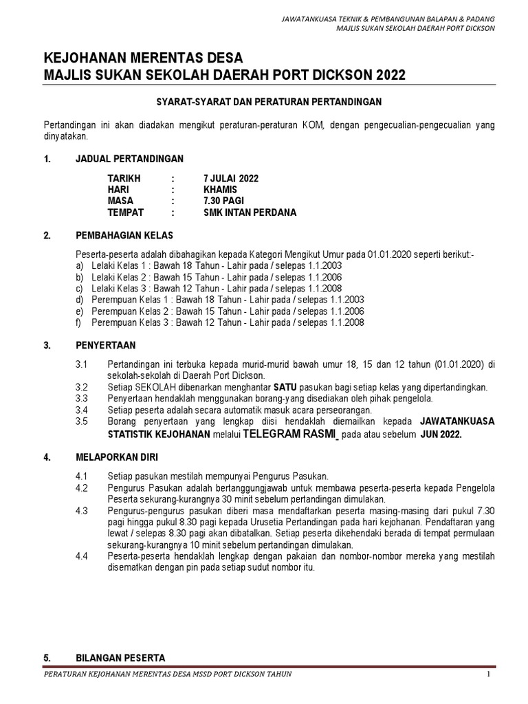 Peraturan Merentas Desa MSSD PD 2022 - 220629 - 124831 | PDF