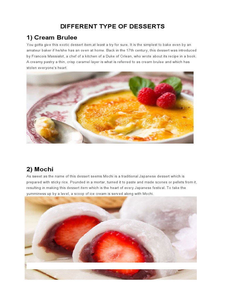 Different Type of Desserts | PDF