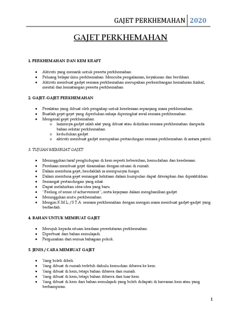 Nota Gejet Perkhemahan | PDF