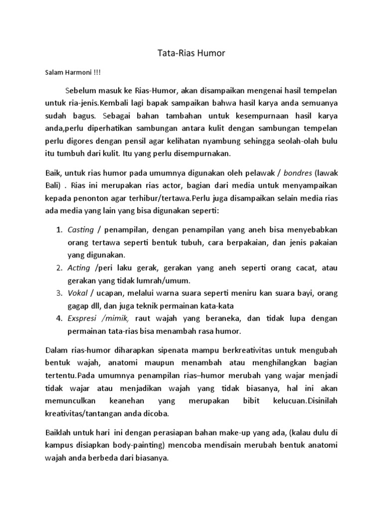 Rias Humor untuk Pelawak Bali | PDF
