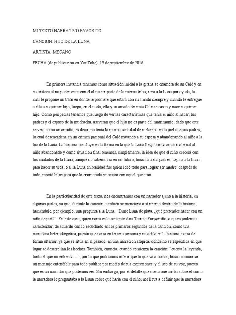 Mi Texto Narrativo Favorito | PDF | Amor | Narración