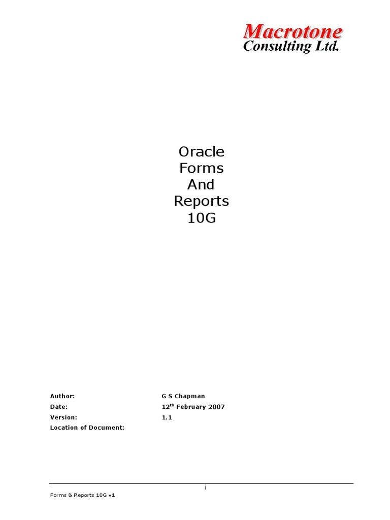Dokumen - Tips - Oracle Forms and Reports 10g Macrotone Consulting | PDF | Component Object ...