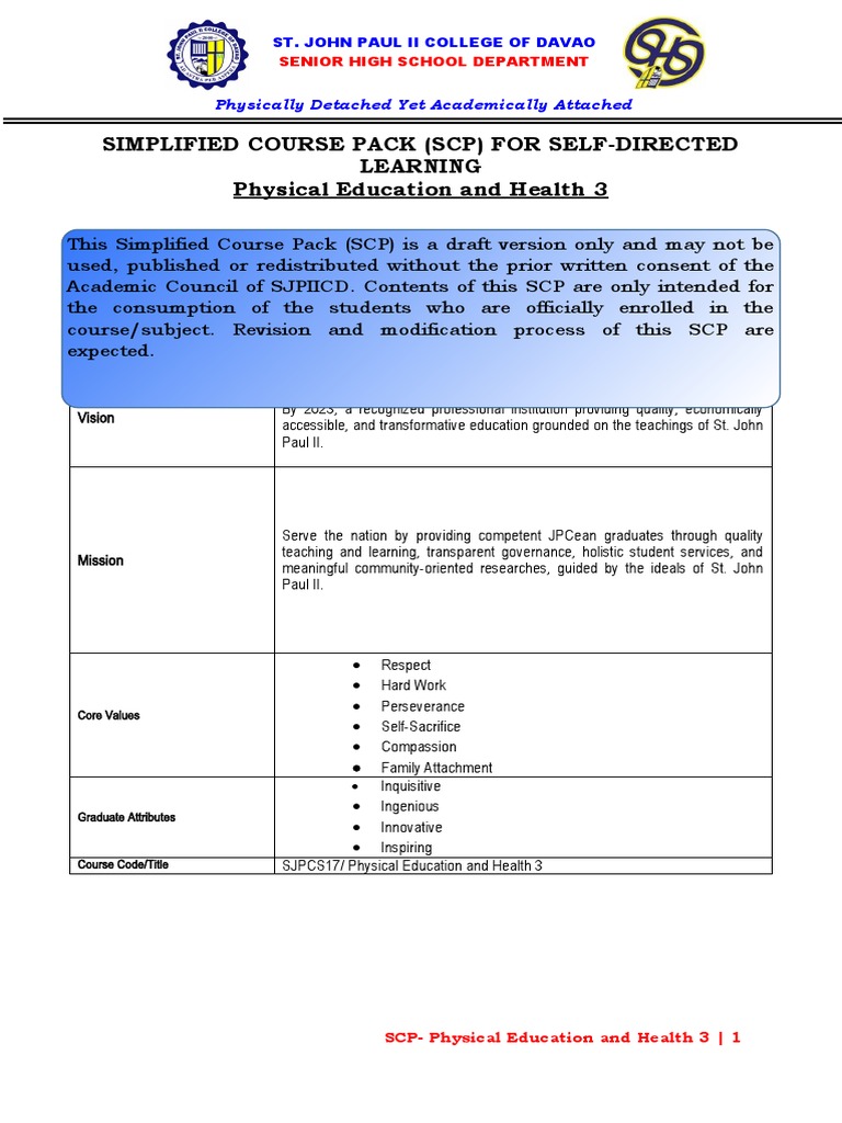 SCP Physical Education and Health 31 | PDF