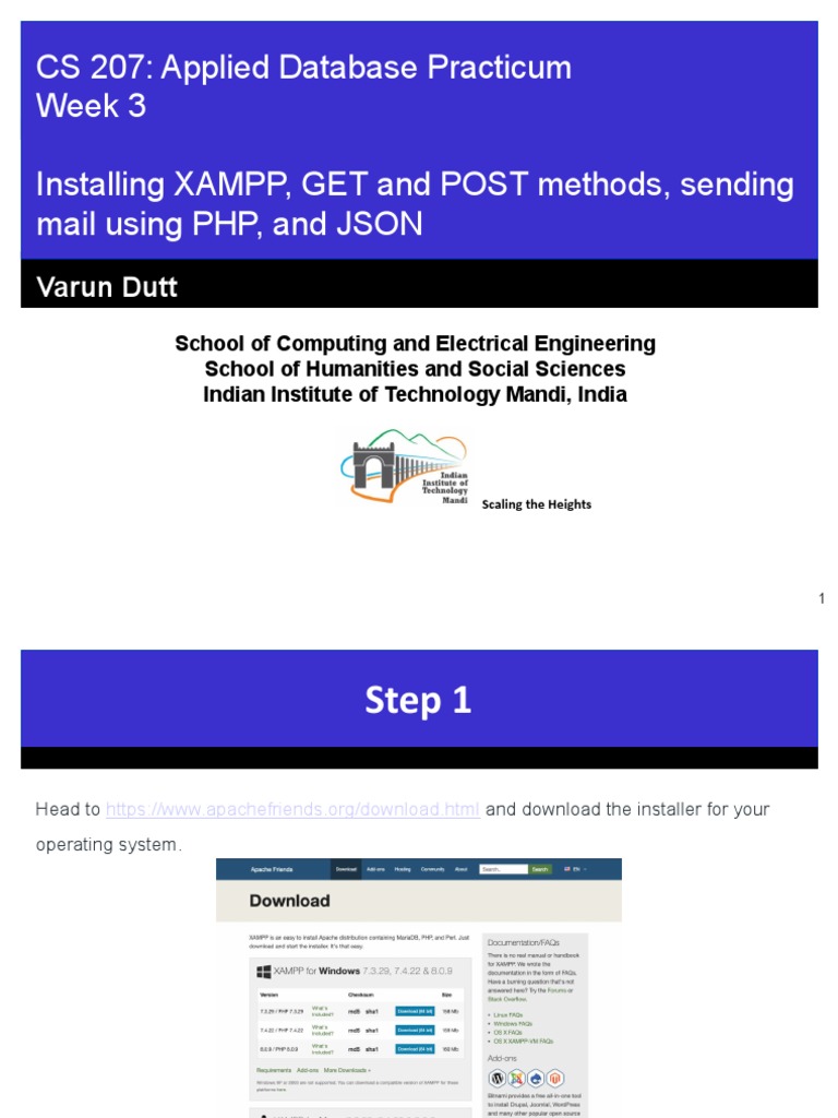Installing XAMPP, GET POST Methods | PDF | Web Server | Internet & Web