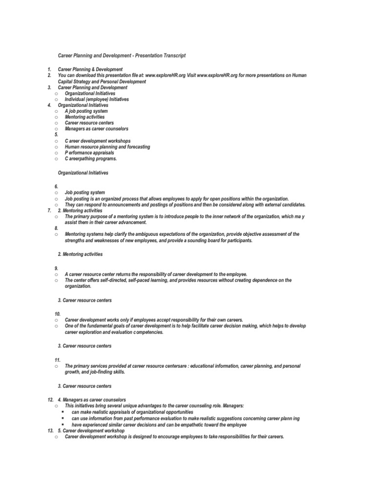 Career Planning and Development | PDF | Performance Appraisal ...