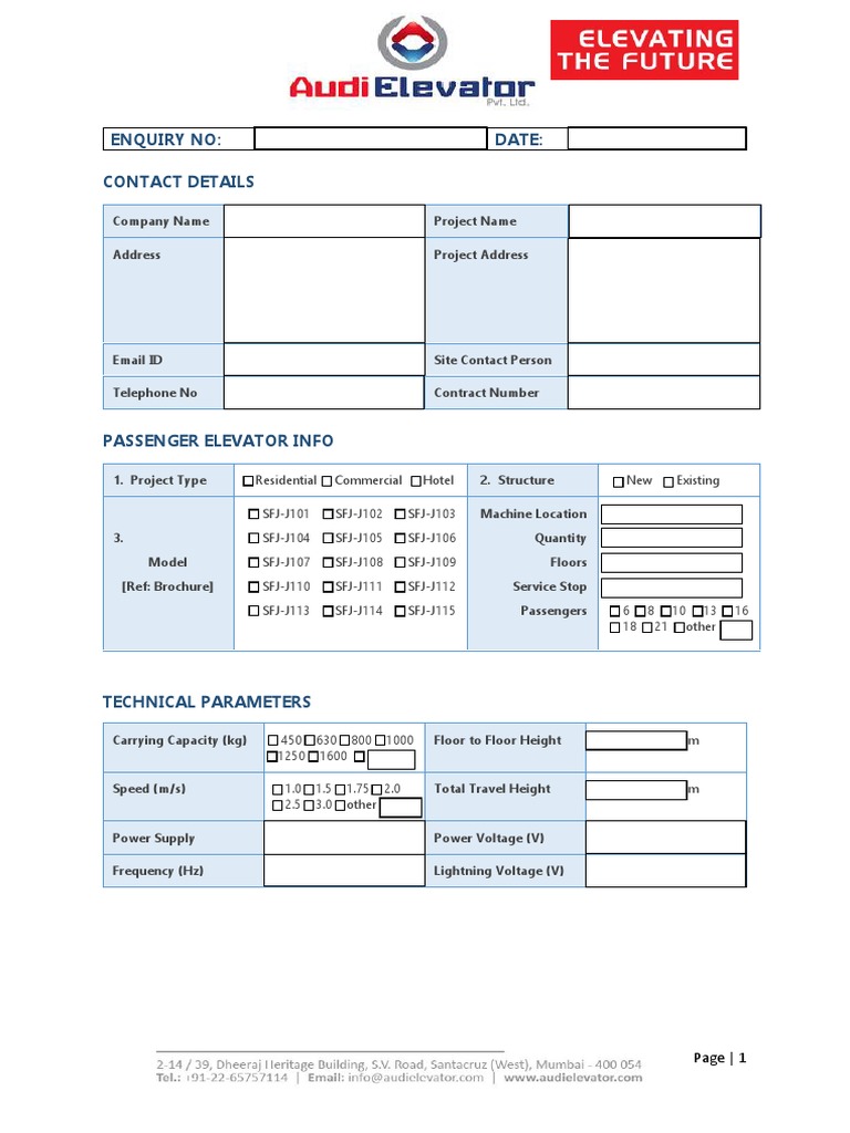 Passenger Elevator Specifications | PDF | Elevator | Electric Power